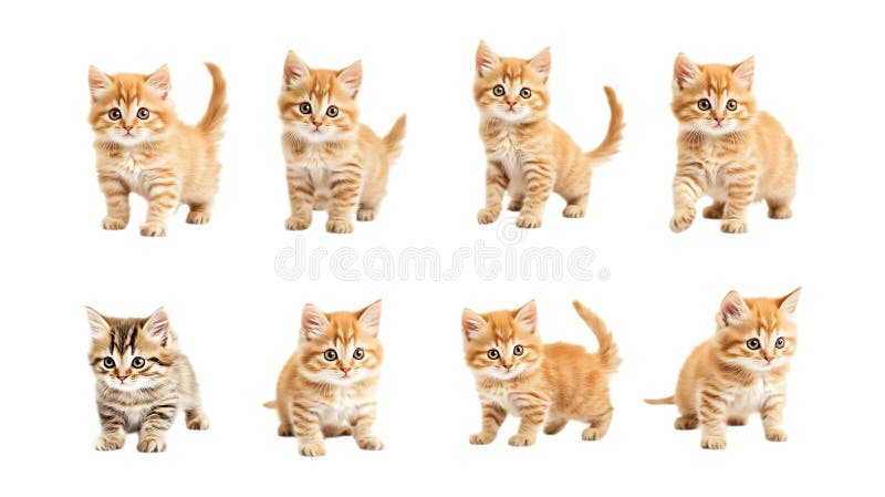 Pack of Tabby Kitten on Transparent Background Stock Illustration ...
