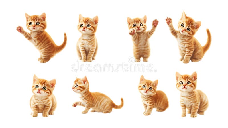 Pack of Tabby Kitten on Transparent Background Stock Illustration ...