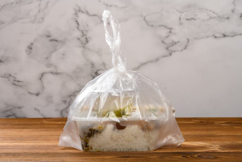 Pack of Take Away Food or Delivery Food on a Table Stock Image - Image ...