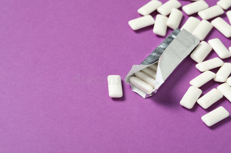Pack with Chewing Gums on White Background Stock Image - Image of mint ...