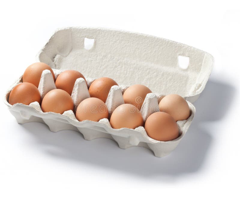 Pack of Ten Fresh Eggs Isolated Stock Photo - Image of bake ...