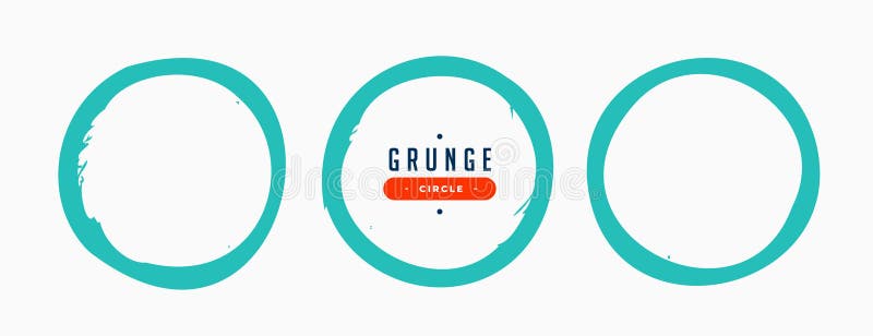 Pack of Three Rough Round Shape Frame in Grungy Style Stock Vector ...