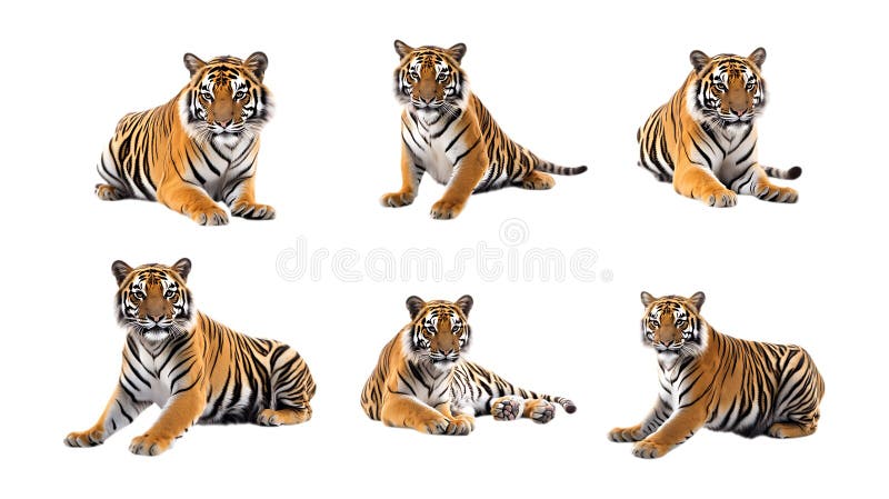 Pack of Tiger on Transparent Background Stock Illustration ...