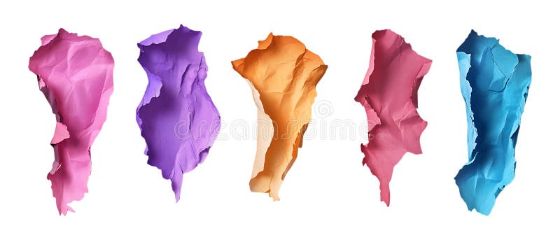 Pack of Torn Paper Piece Set Against Transparent Background for Craft ...