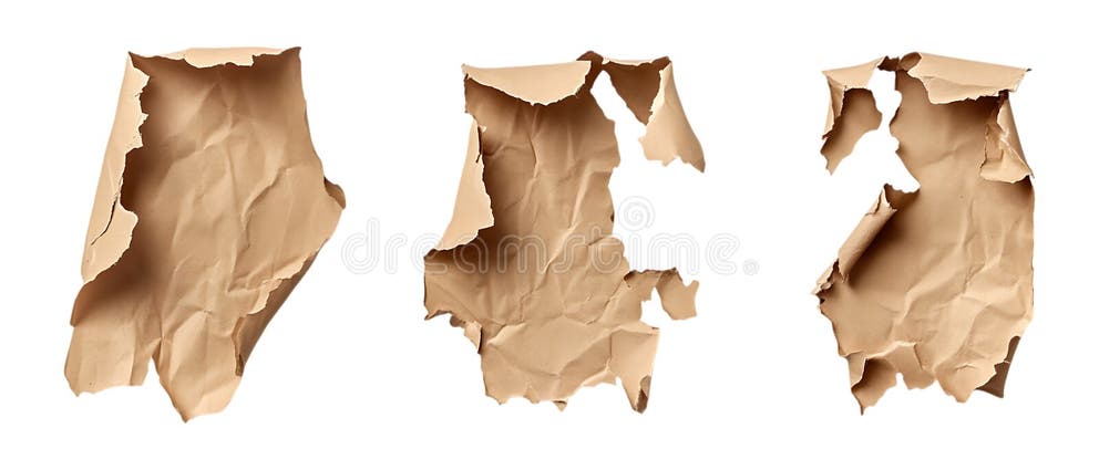 Pack of Torn Paper Piece Set Against Transparent Background for Craft ...