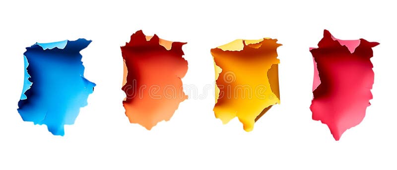 Pack of Torn Paper Piece Set Against Transparent Background for Craft ...