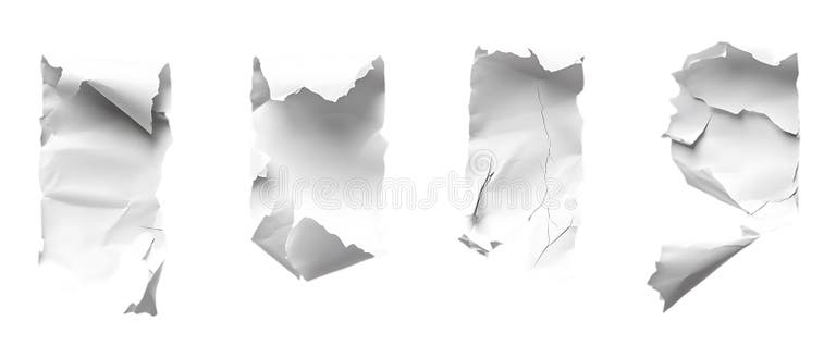 Pack of Torn Paper Piece Set Against Transparent Background for Craft ...