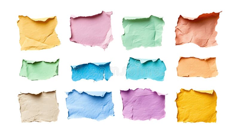Pack of Torn Paper Piece on Transparent Background Stock Illustration ...