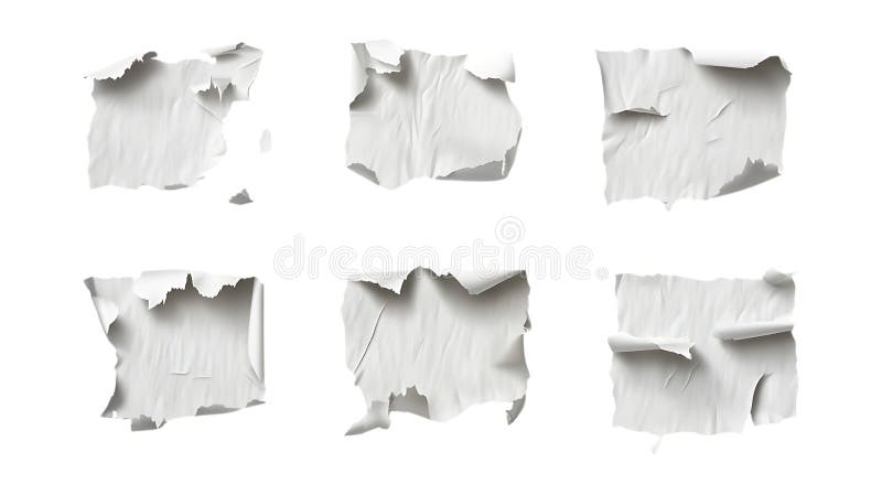 Pack of Torn Paper Piece on Transparent Background Stock Illustration ...