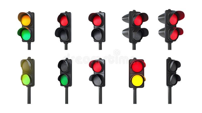 Pack of Traffic Light on Transparent Background Stock Illustration ...