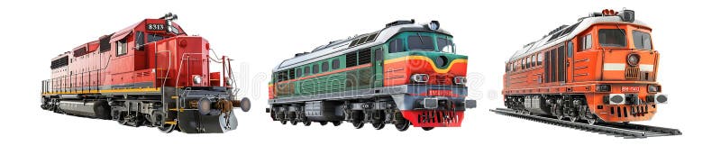 Pack of Trains Set Against a Transparent Background Stock Illustration ...