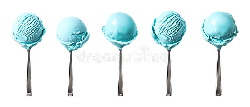 Pack of Turquoise Ice Cream Scoop Set Against Transparent Background ...