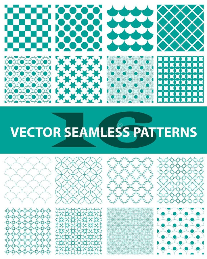 Turquoise Vector Seamless Pattern of Flowing Corners and Lines. Stock ...