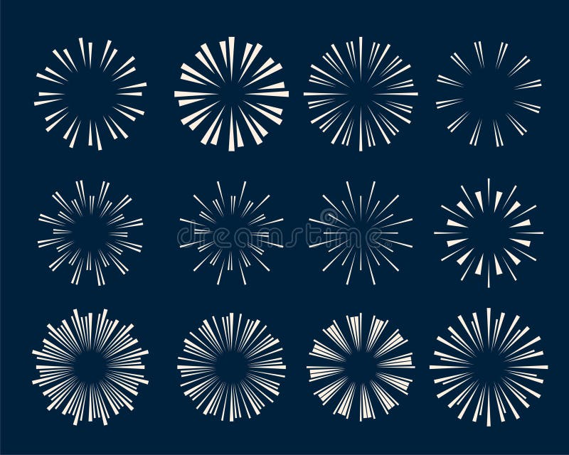 Pack of Twelve Bursting Sunbeam Symbol Designs Stock Vector ...