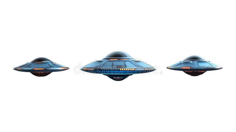 Pack of UFO Spaceship Set Against Transparent Background for Sci-Fi ...