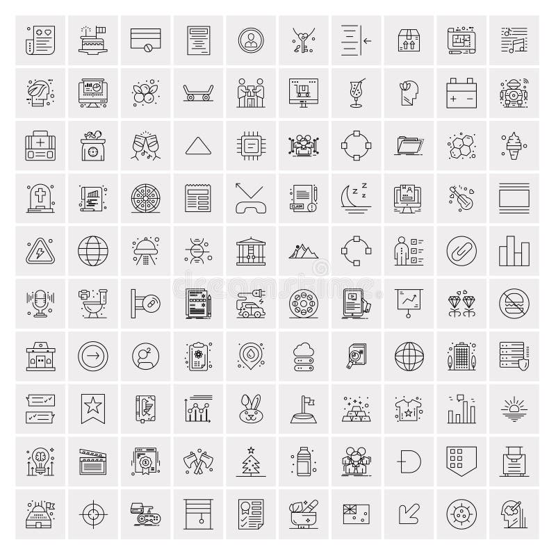 Pack of 100 Universal Line Icons for Mobile and Web Stock Vector ...