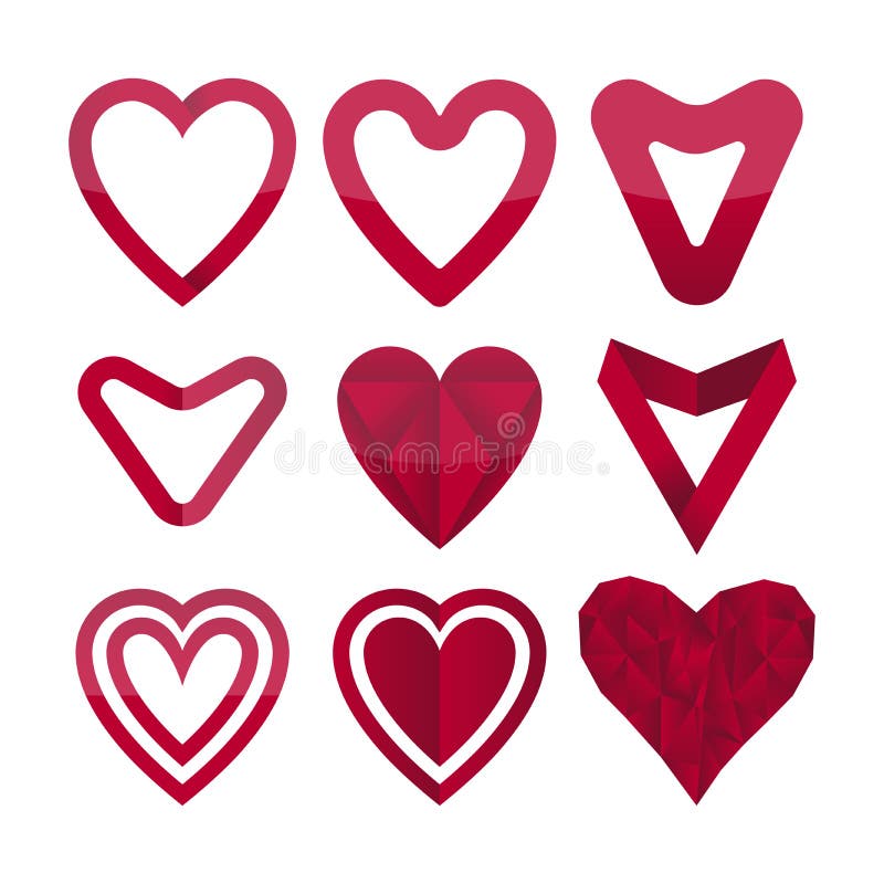 Pack of Vector Heart Shaped Elements Stock Vector - Illustration of design, modern: 69124936