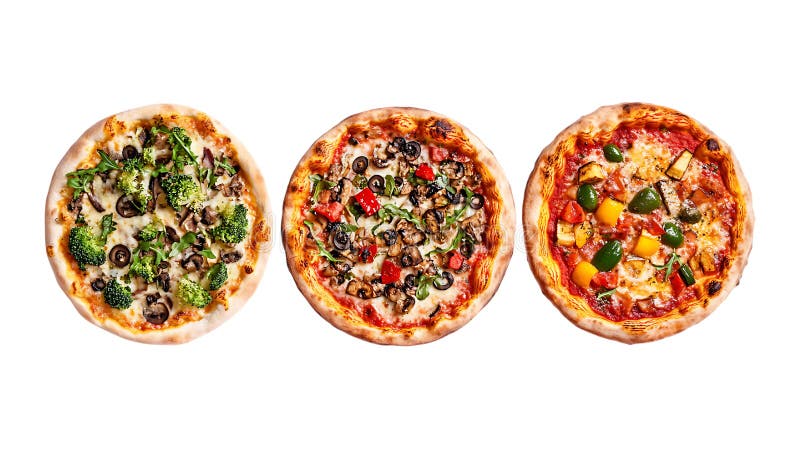Pack of Veggie Pizza Set Against Transparent Background for Food or ...