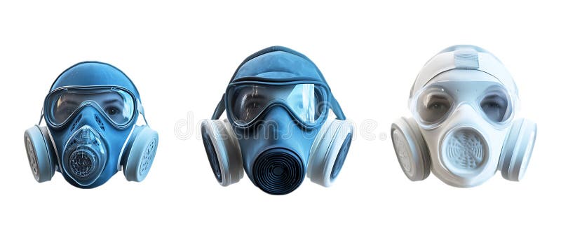 Pack of Ventilation Masks Set Against Transparent Background for Safety ...