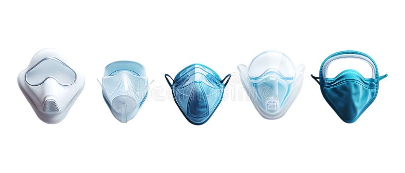 Pack of Ventilation Masks Set Against Transparent Background for Safety ...
