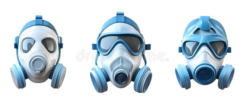 Pack of Ventilation Masks Set Against Transparent Background for Safety ...