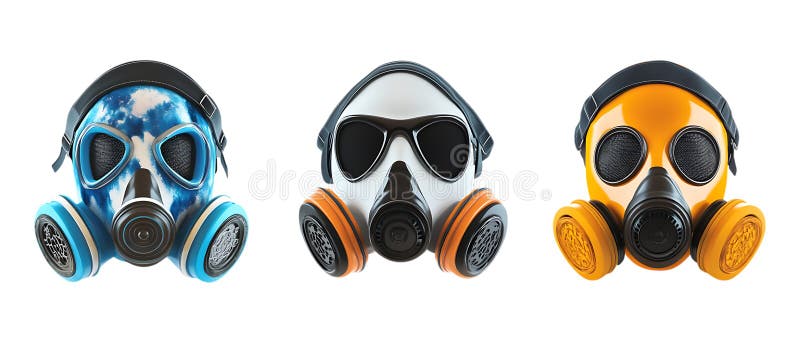 Pack of Ventilation Masks Set Against Transparent Background for Safety ...
