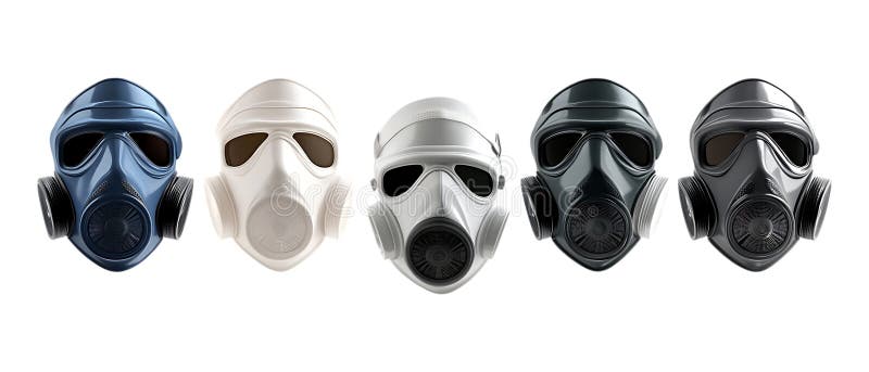 Pack of Ventilation Masks Set Against Transparent Background for Safety ...