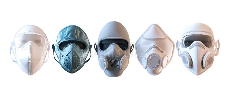 Pack of Ventilation Masks Set Against Transparent Background for Safety ...
