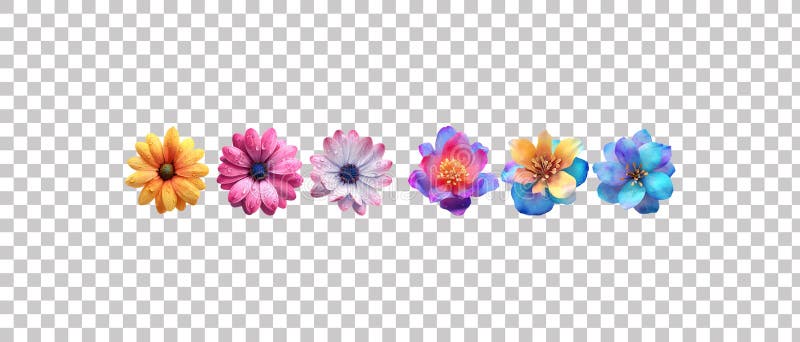 Pack of Vibrant Rainbow Flower Collection Perfect for Design Projects ...