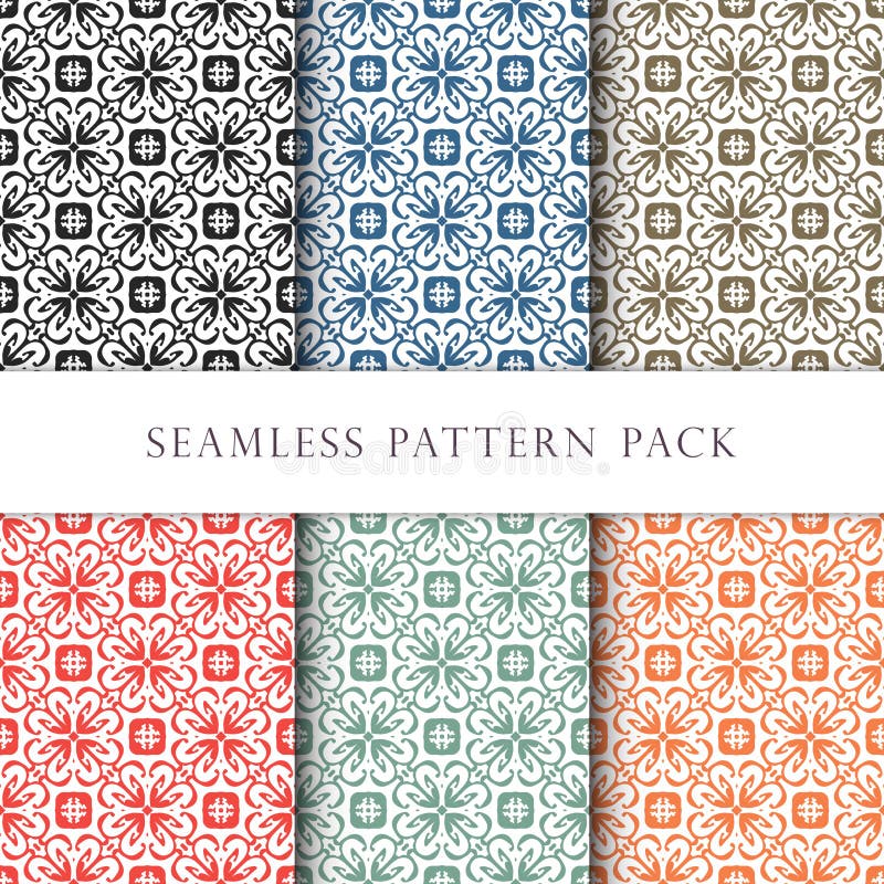 A Pack of Vintage Pattern Designs Stock Illustration - Illustration of ...