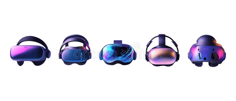 Pack of VR Headset Collection Virtual Reality Goggles Set Against ...