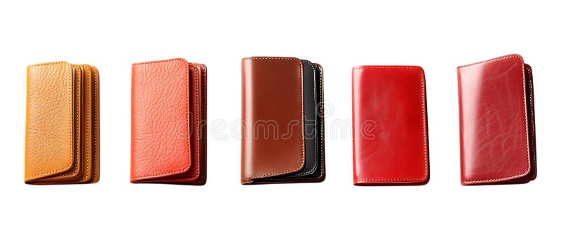Pack of Wallets Set Against Transparent Background for Fashion or ...