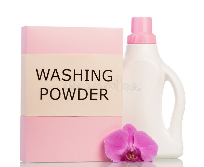Pack Washing Powder and Fabric Conditioner Bottle Isolated on White ...