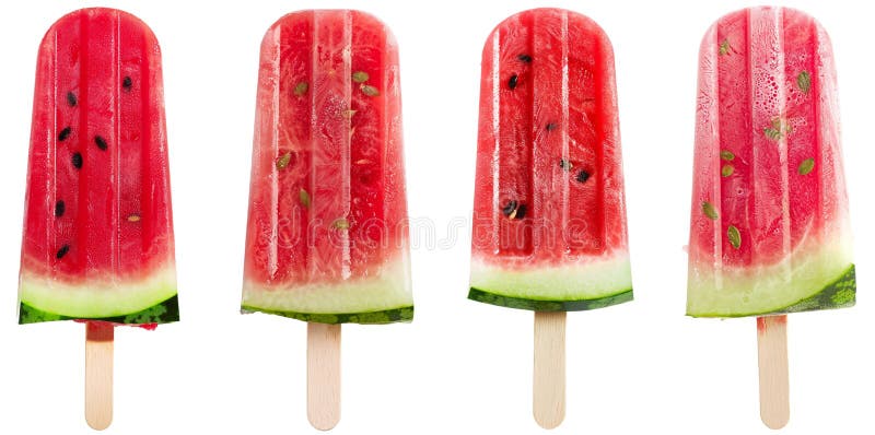 Pack of Watermelon Popsicle Ice Cream Set Isolated on Transparent Stock ...