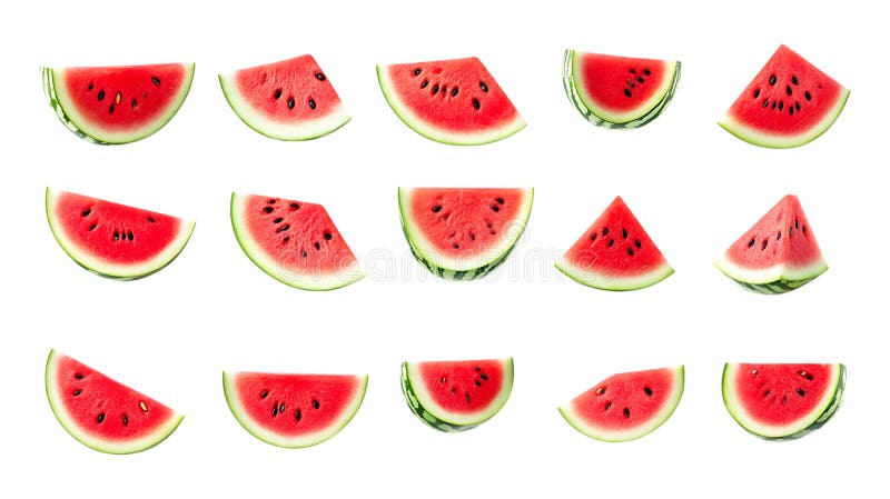 Pack of Watermelon Slice on Transparent Background Stock Illustration ...