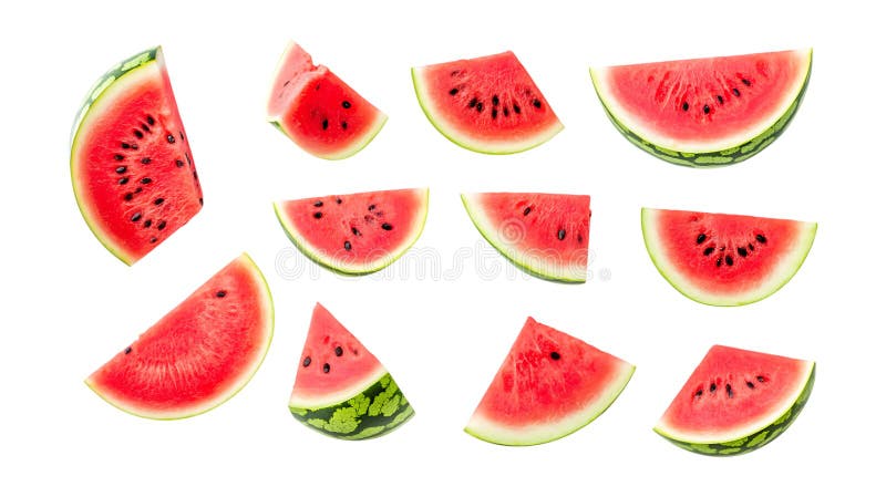 Pack of Watermelon Slice on Transparent Background Stock Illustration ...