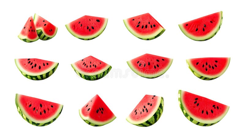 Pack of Watermelon Slice on Transparent Background Stock Illustration ...