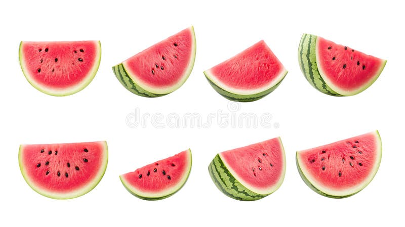 Pack of Watermelon Slice on Transparent Background Stock Illustration ...