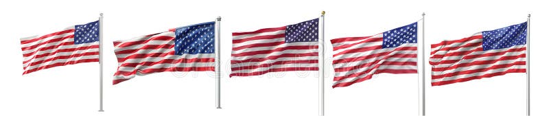 Pack of Waving USA Flag on Transparent Background Stock Illustration ...