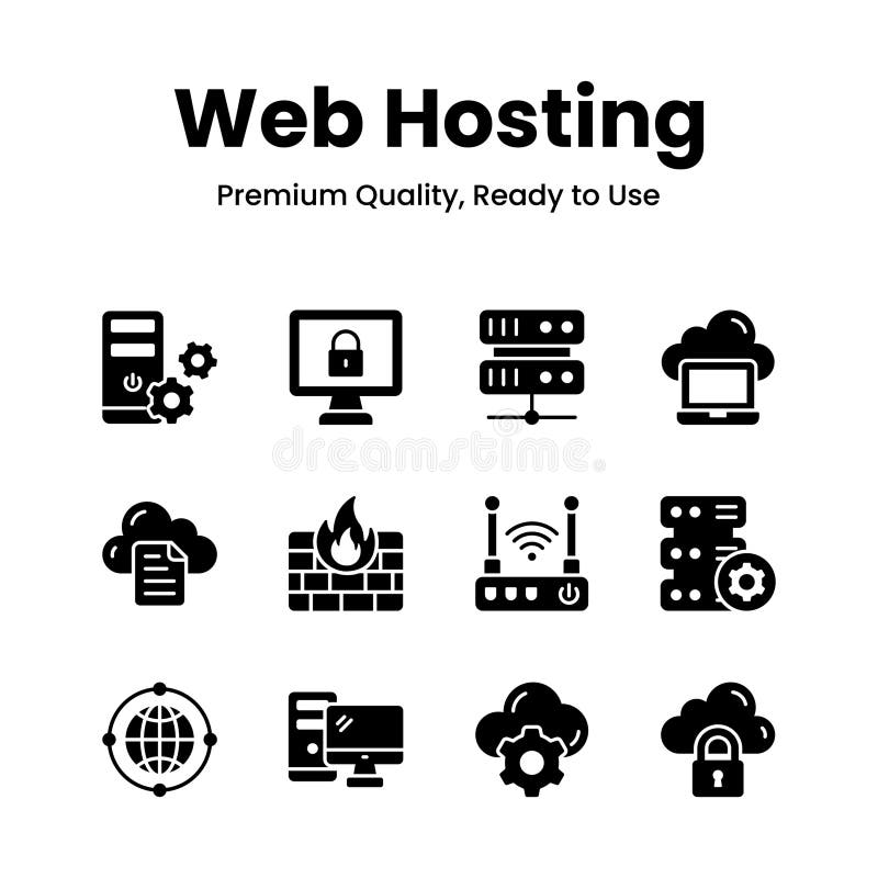 Pack of Web Hosting Icons in Modern Design Style Stock Vector ...