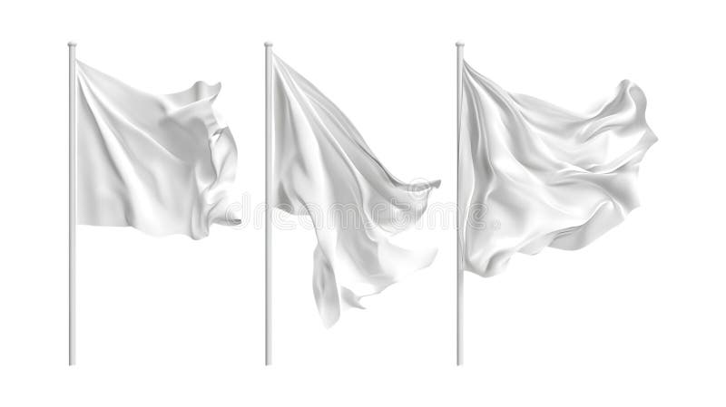 Pack of White Flags Set Against Transparent Background for National or ...