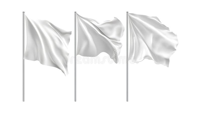 Pack of White Flags Set Against Transparent Background for National or ...