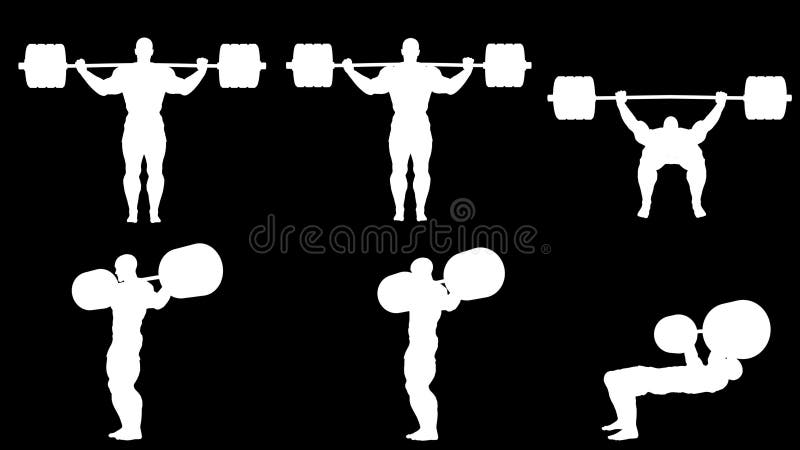 Pack White Silhouettes of Bodybuilders. Alpha Channel. Alpha Matte. 4K ...