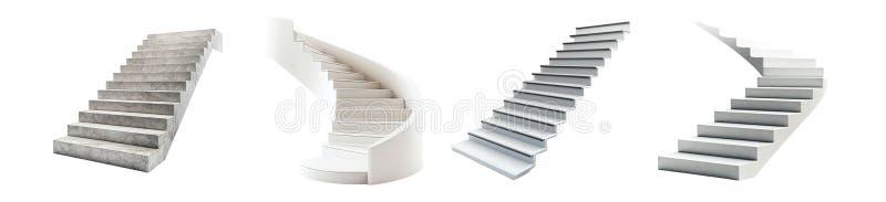 Pack of White Stairs on Transparent Background Stock Illustration ...