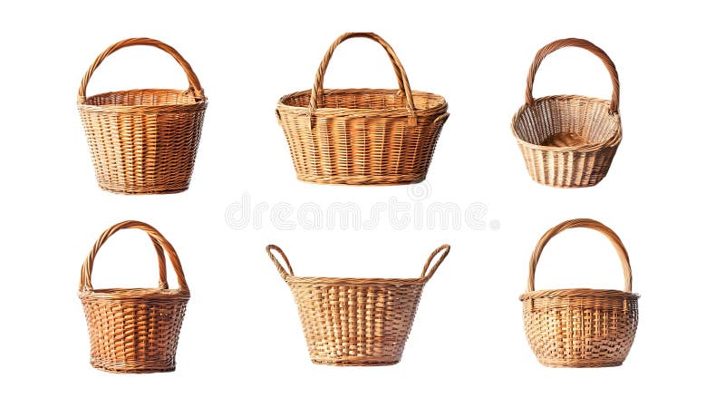 Pack of Wicker Basket on Transparent Background Stock Illustration ...