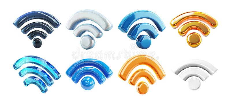 Pack of WIFI 3D Sign on Transparent Background Stock Illustration ...