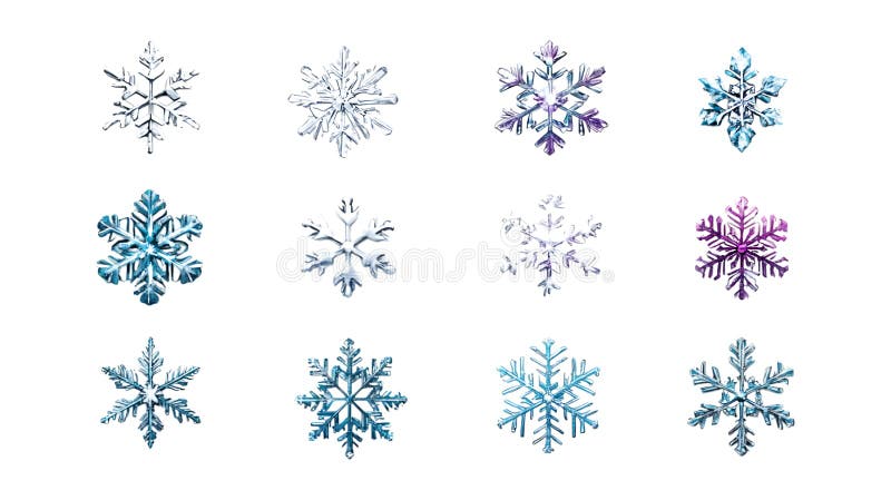Pack of Winter Snowflake on Transparent Background Stock Illustration ...