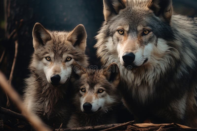 A Pack of Wolves Gathering Near Each Other in a Natural Setting Stock ...