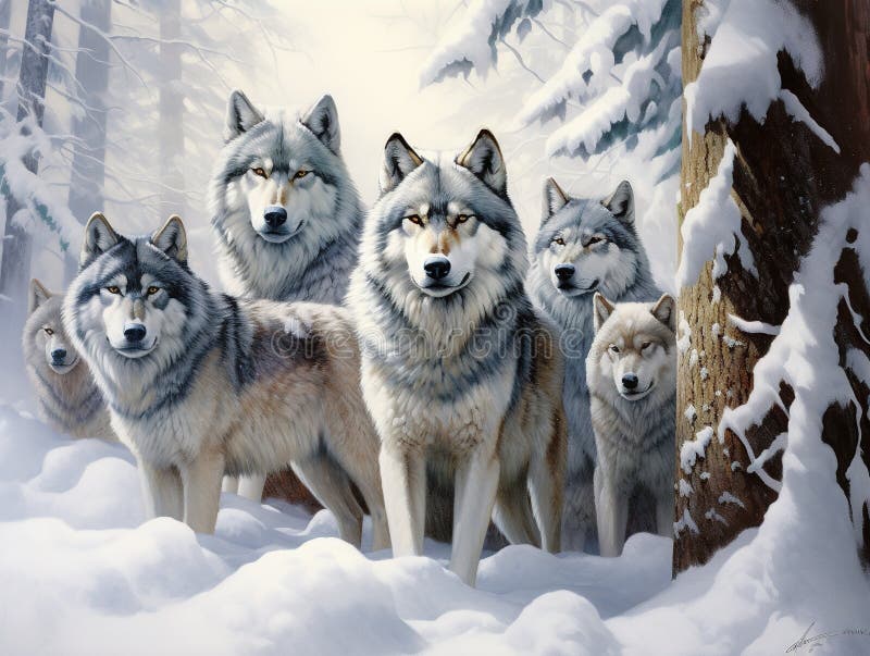 A Pack of wolves stock illustration. Illustration of animals - 293689670