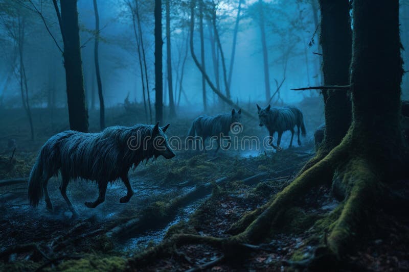 Wolves on the Hunt stock illustration. Illustration of wildlife - 278594076